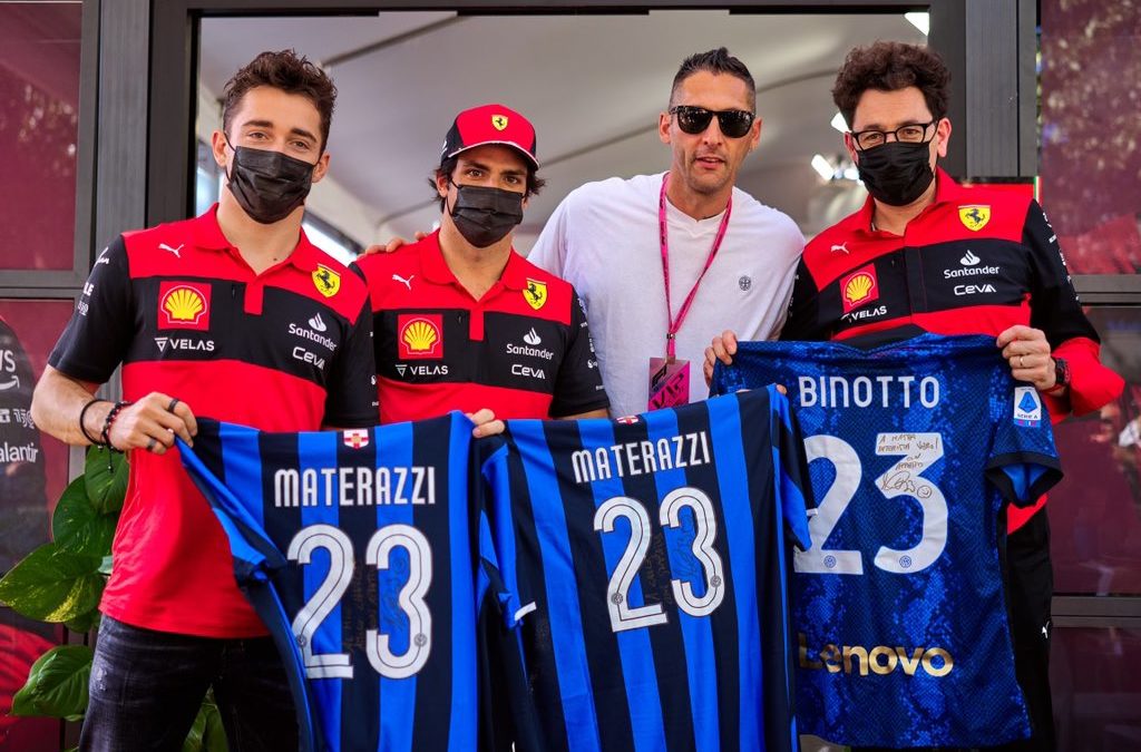 Photo: Materazzi gives Ferrari F1 drivers a special gift - Football Italia