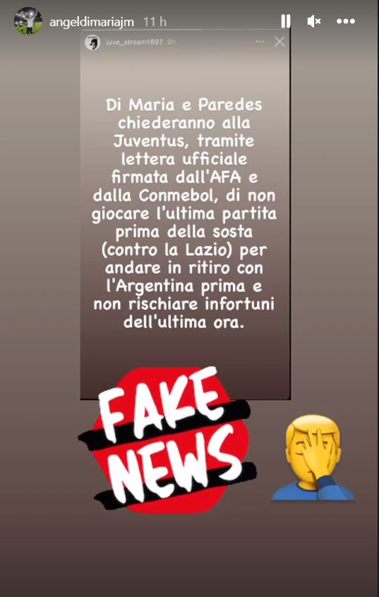 'Fake news' Di Maria denies asking Juventus not to play before World ...