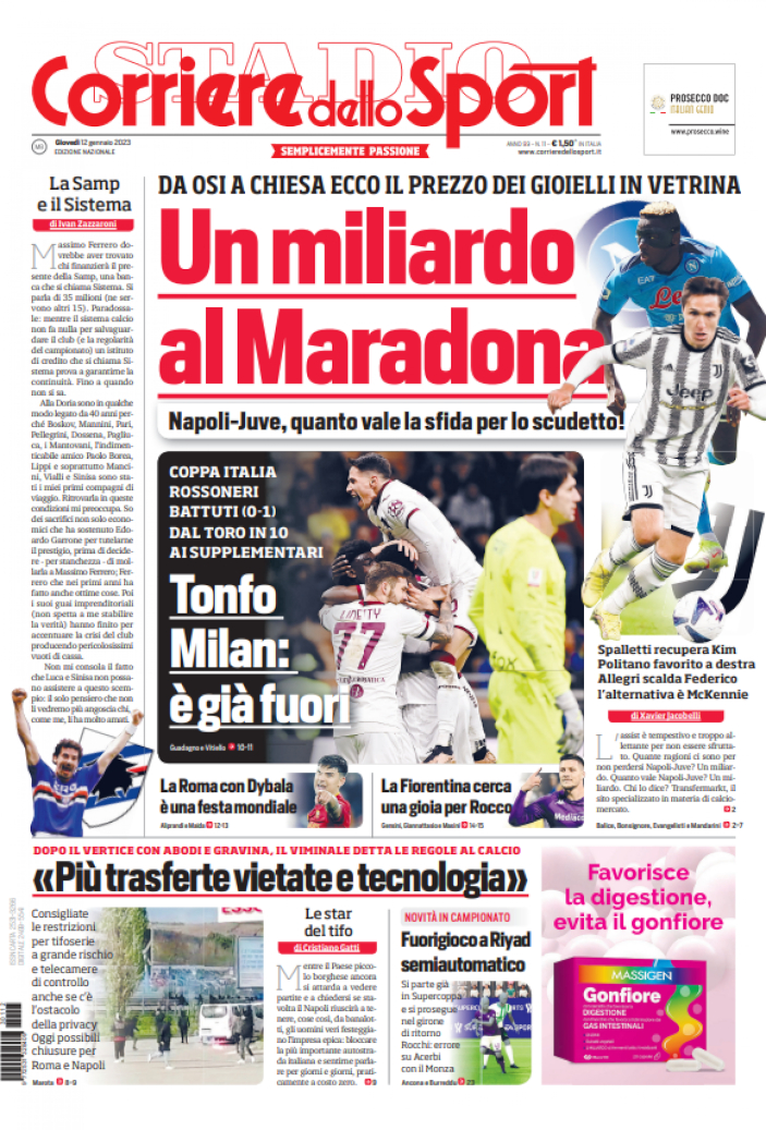 Today’s Papers – Milan collapse in Coppa, Pjanic hails Allegri ...