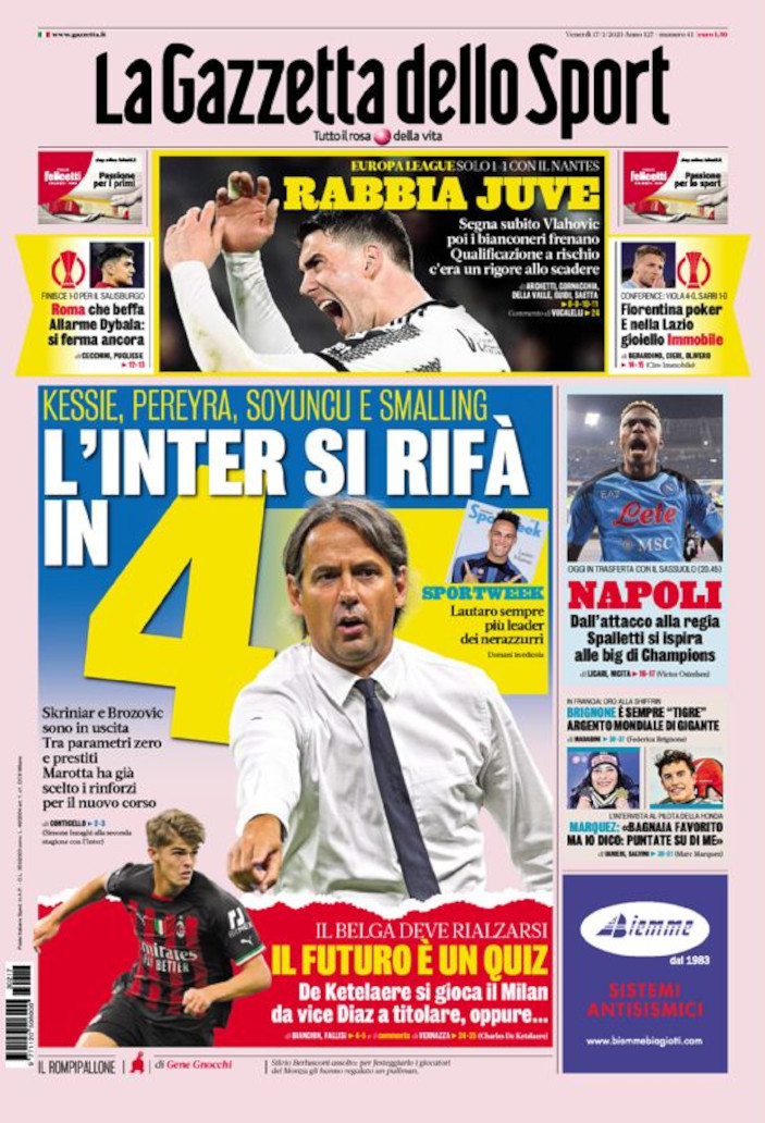Today’s Papers – Cursed Europa League, Inter transformed - Football Italia