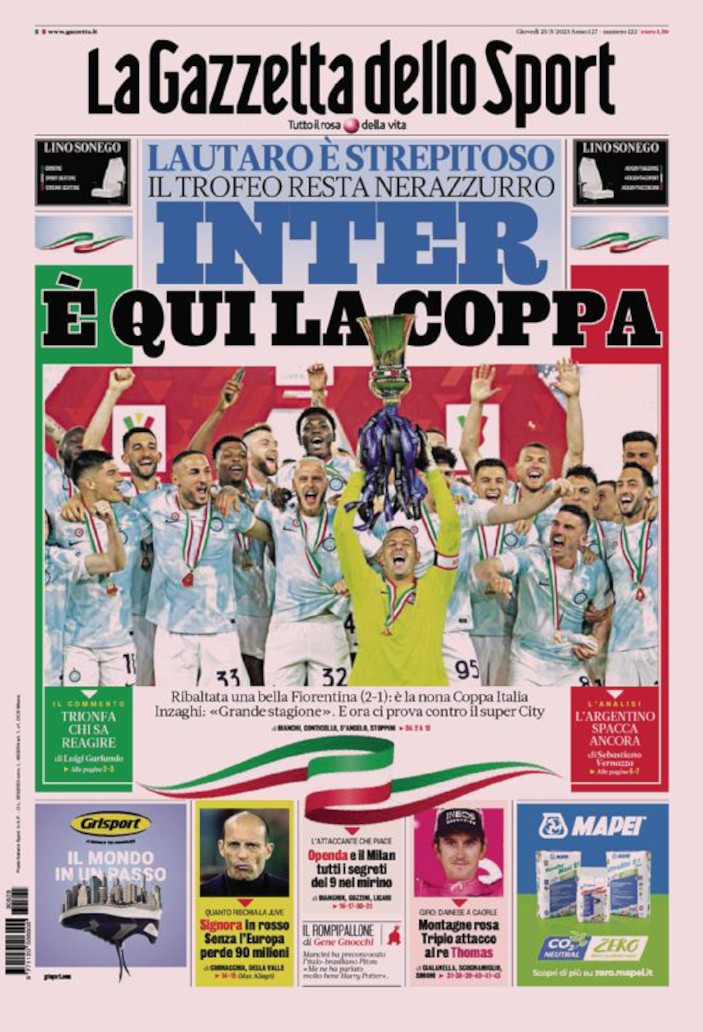 Today’s Papers – Inter’s Coppa, Old Lady in red - Football Italia
