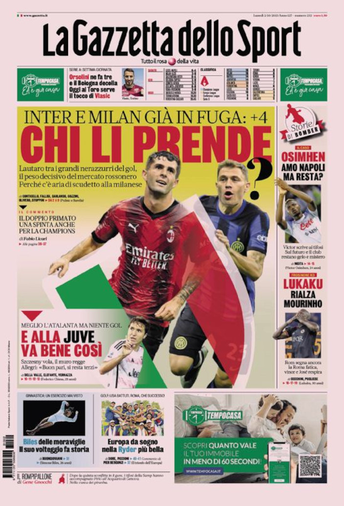 Today’s Papers – Osimhen defends Napoli fans, Juve hold Atalanta ...