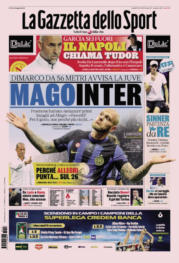 Today’s Papers – Inter magician, Goodbye Garcia, forgettable derby ...