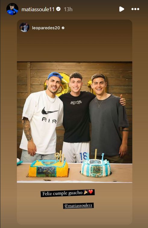 Pictures: Roma stars Dybala and Paredes attend Soulé birthday party ...