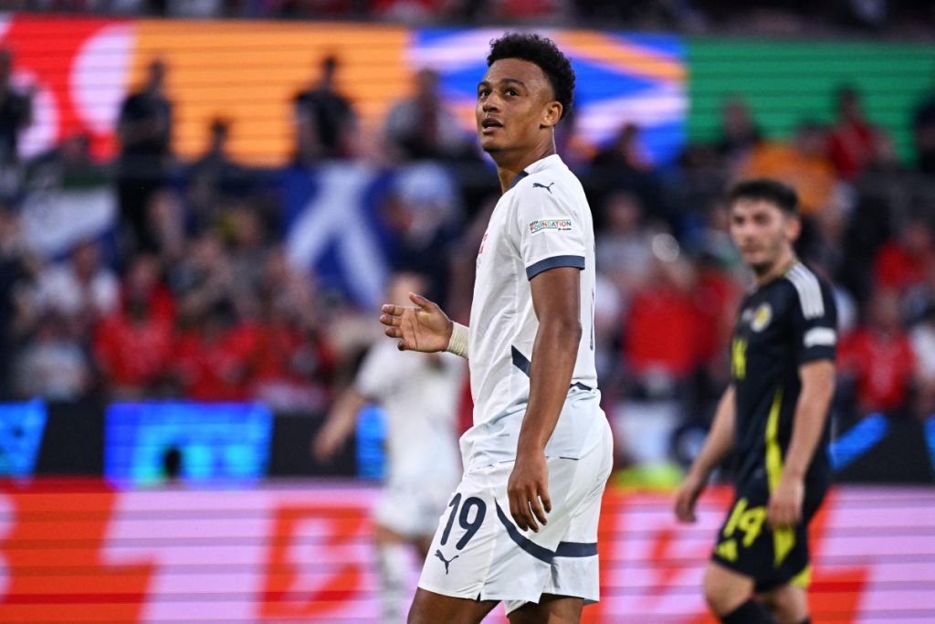 Inter scout Ndoye during Switzerland's Euro 2024 draw with Scotland ...