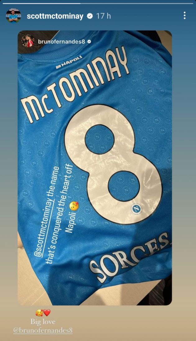 Picture: McTominay sends his Napoli shirt to Bruno Fernandes