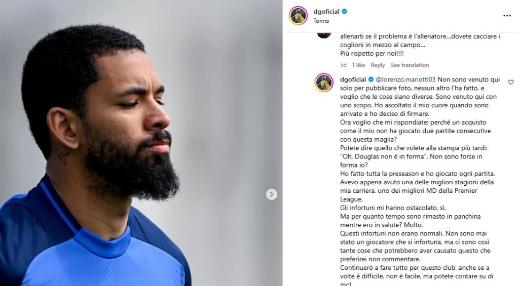 Angry Douglas Luiz hits back at Juventus fan: Injuries 'not normal'