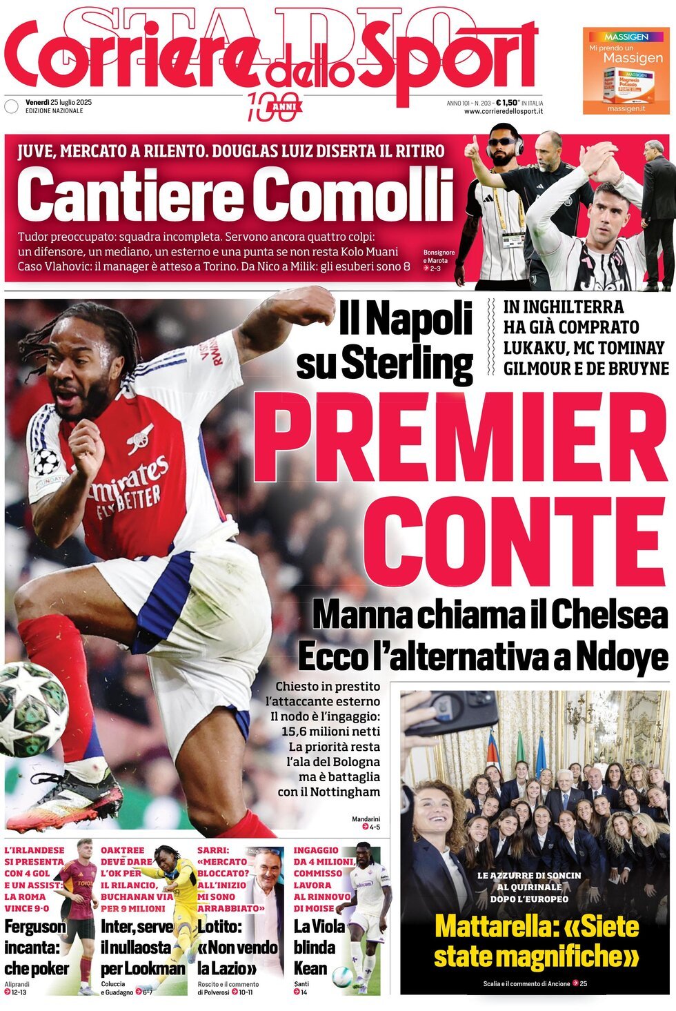 Today’s Papers: Douglas Luiz snub, Napoli’s Sterling idea - Football Italia