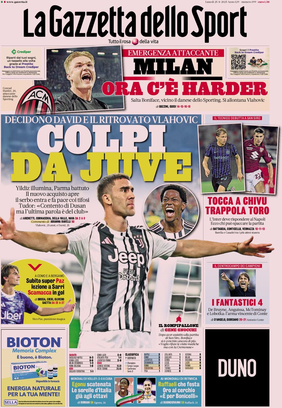 Today's Papers - Juventus coups, super Nico Paz