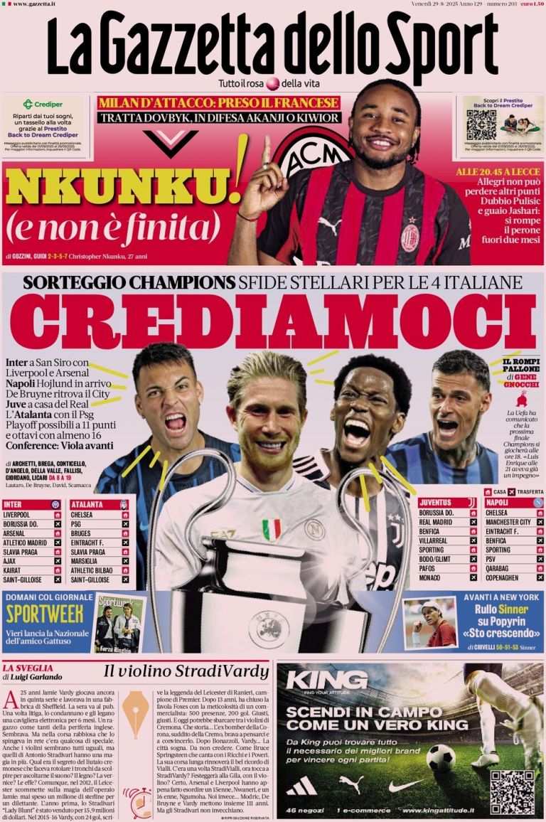 Today's Papers - Infernal Champions League draw, more after Nkunku for ...