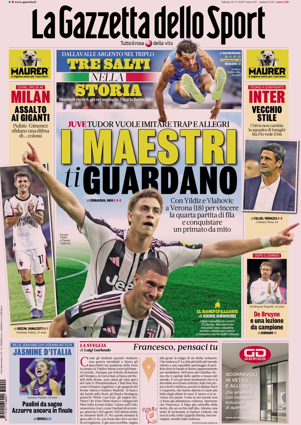 Today S Papers Tudor Defends Lautaro Alarms Milan Attack Football