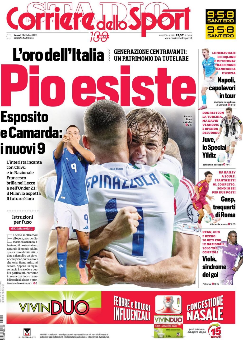 Today’s Papers: Pio mio, Italy’s gold, New Juve - Football Italia