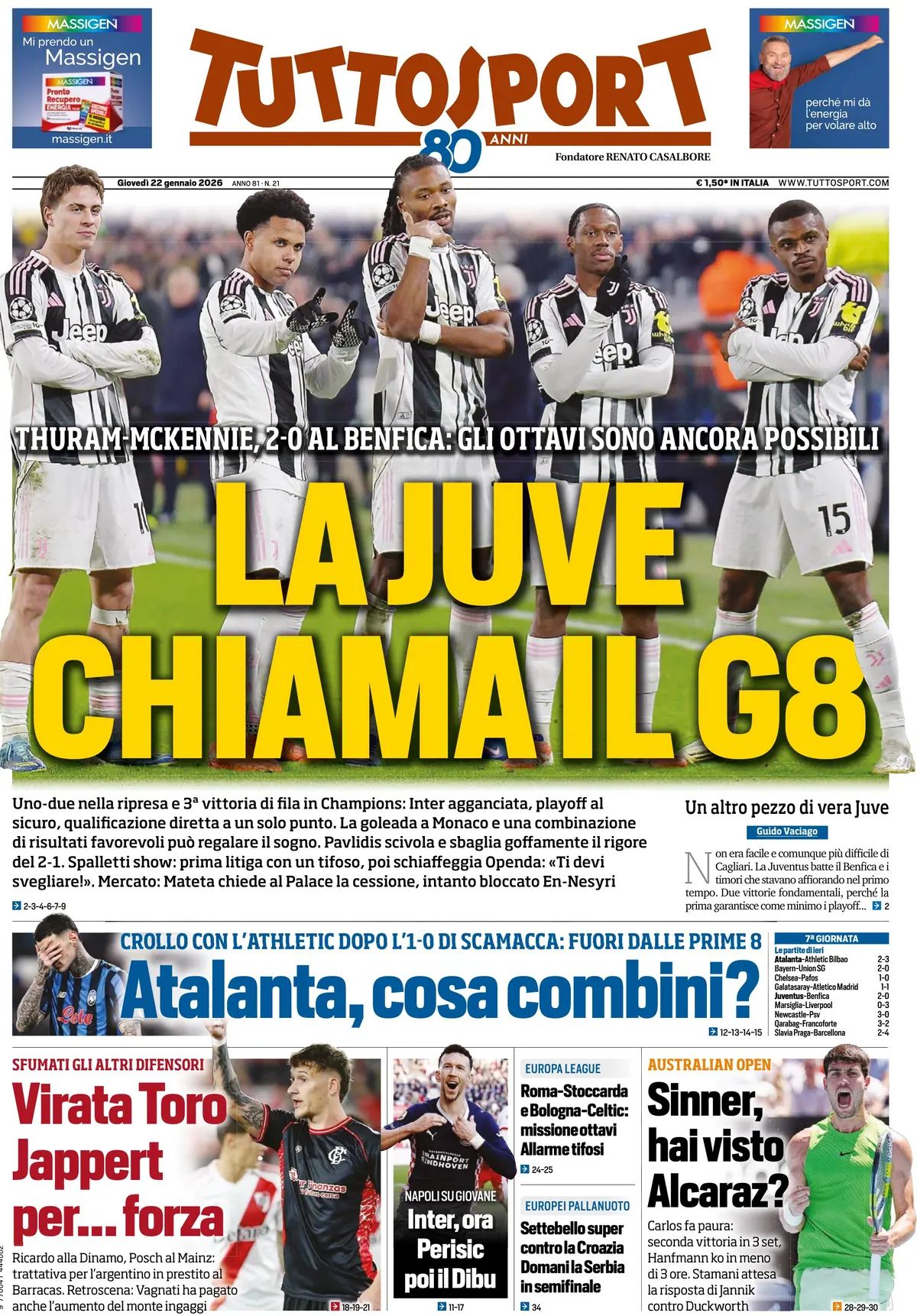 Today’s Papers: Spalletti show, Juventus top 8 dream, Giovane for ...
