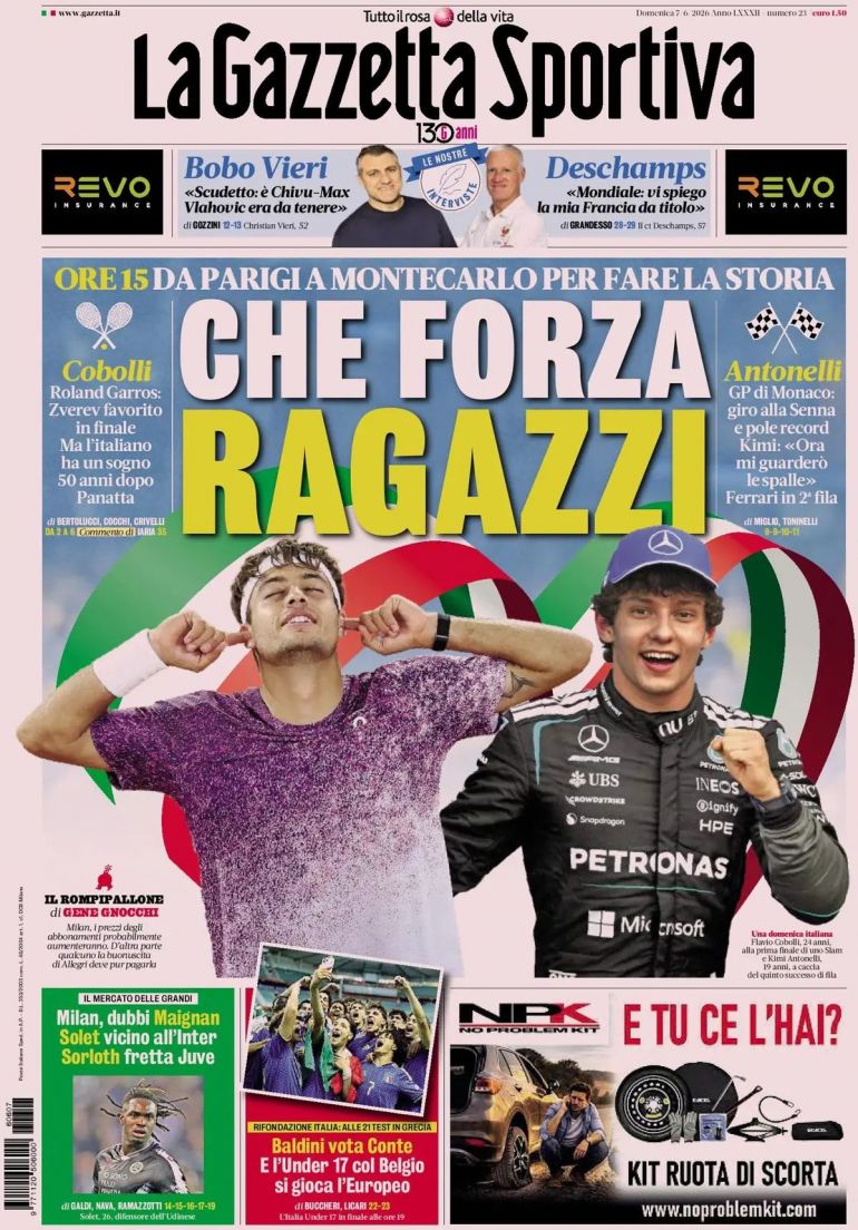 Today’s Papers: Big Italy, Baldini changes, Juventus on Sorloth ...