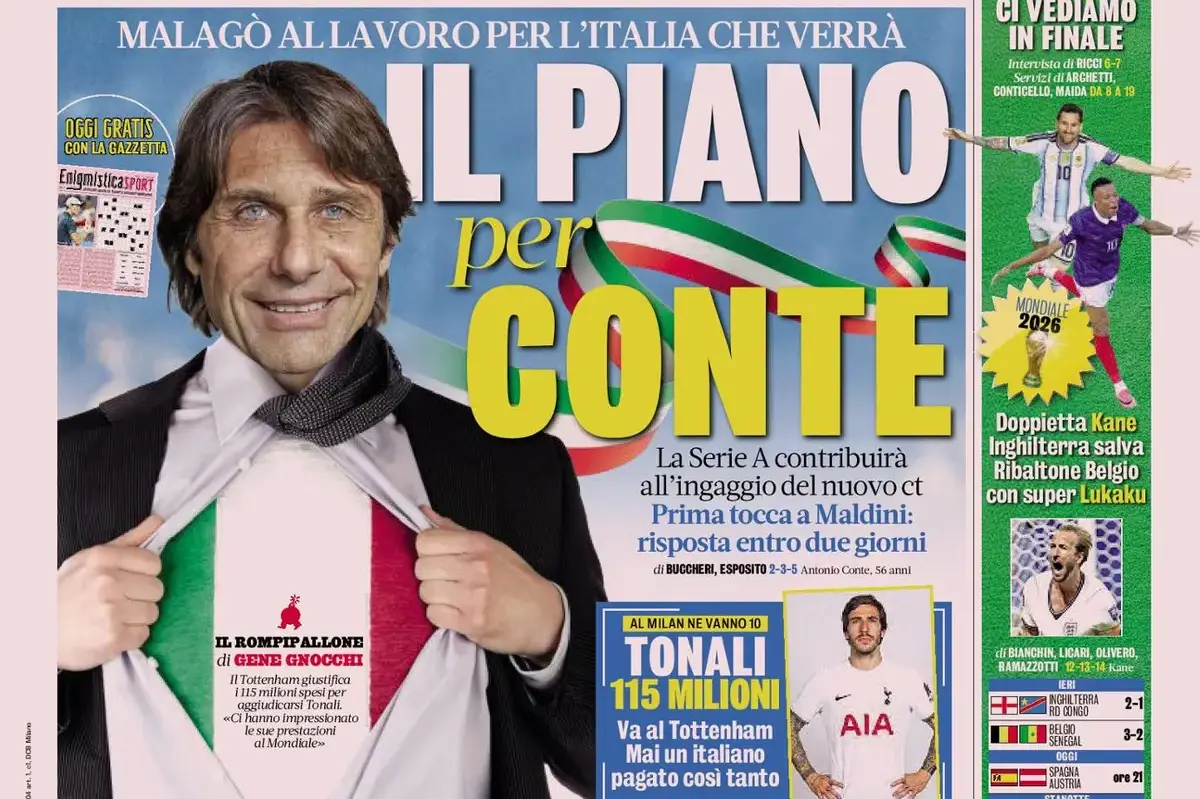 Today’s Papers: Tonali record, Italy's plan for Conte, Kane heroics ...